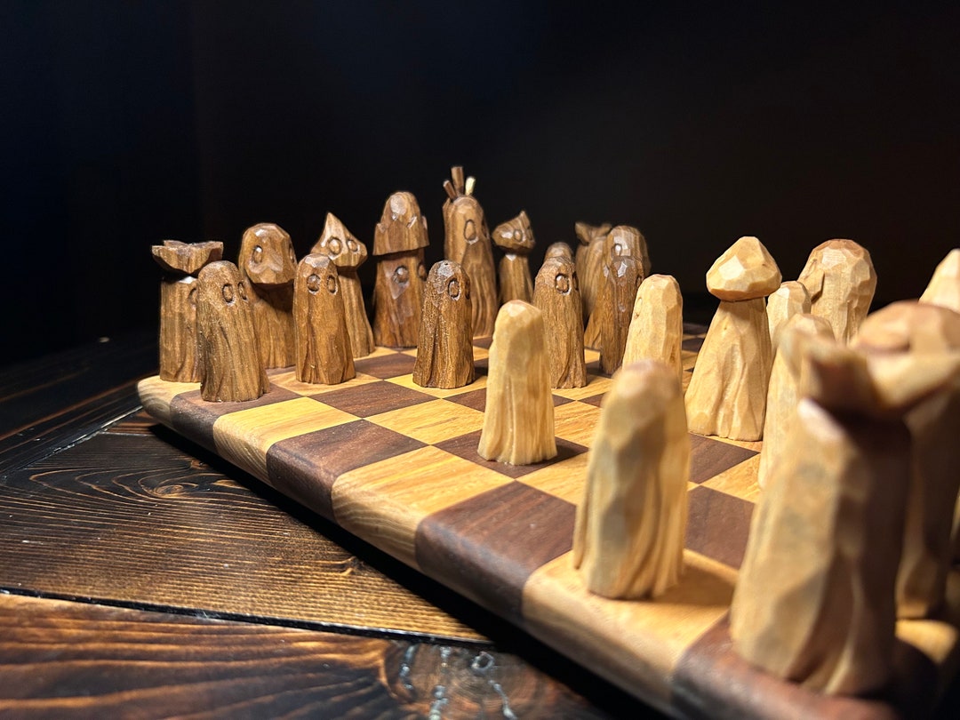 Ghost Chess Set- Pieces Only- Hand Carved Wood- One of a Kind - Etsy