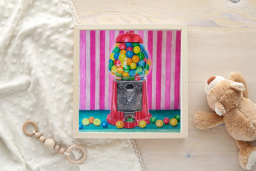 Gumball Machine Poster, Colored Pencils, Printable Art, Digital ...