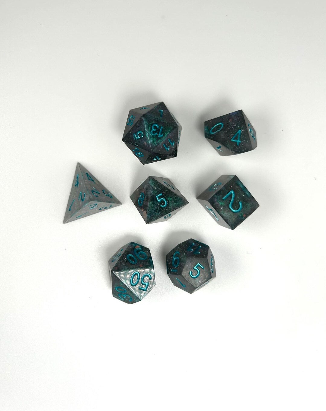 Gray and Aqua Shimmering DND Role Playing Dice Set | Perfect for ...