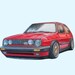 Volkswagen Golf Mk2 Poster Realistic Car Drawing Illustration Print ...