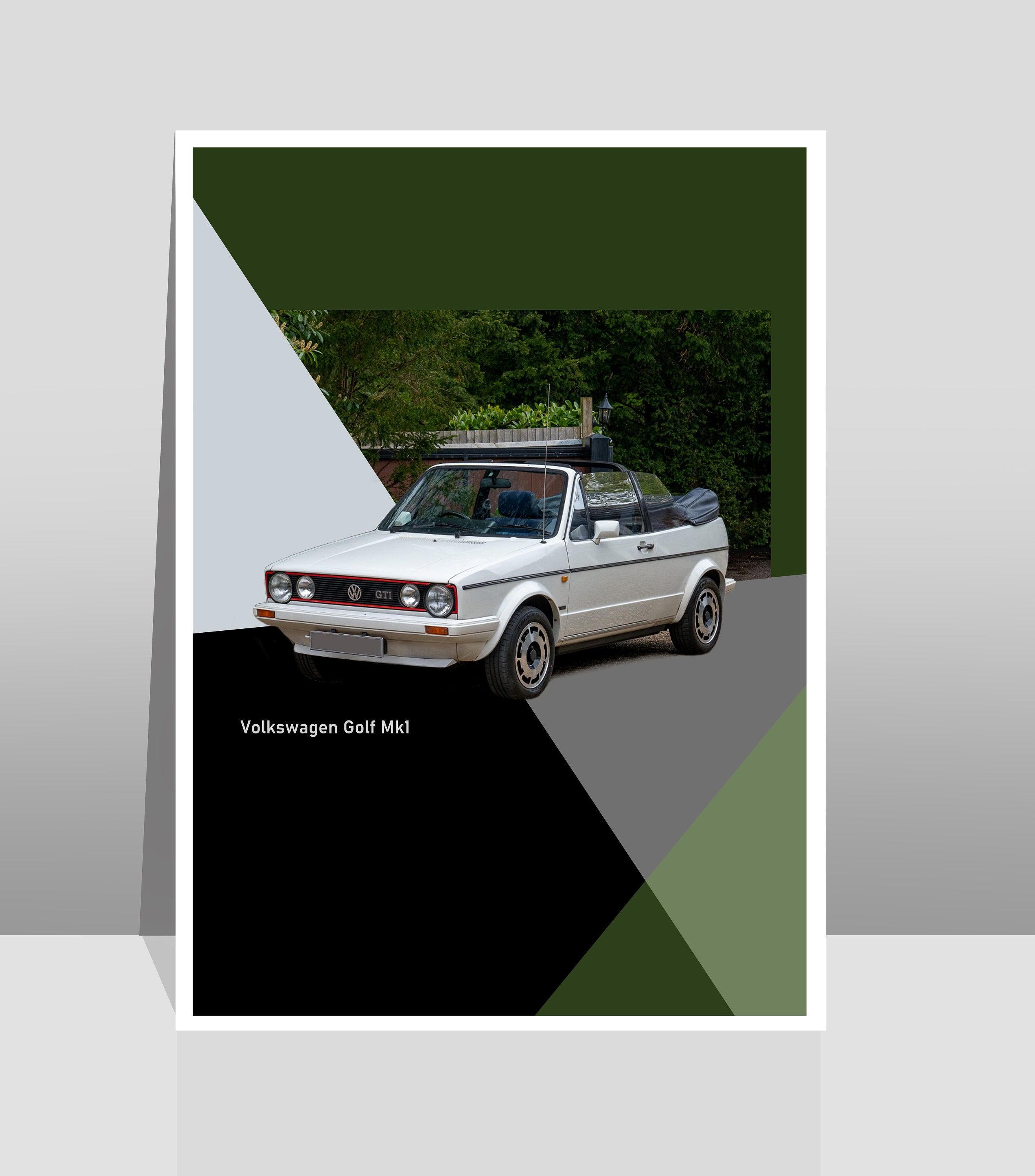 Volkswagen Golf Mk1 Cabrio VW Classic Poster Retro Car Wall Decor Fine ...