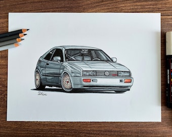 Car Drawing Commission Custom Sketch Custom Car Artwork - Etsy