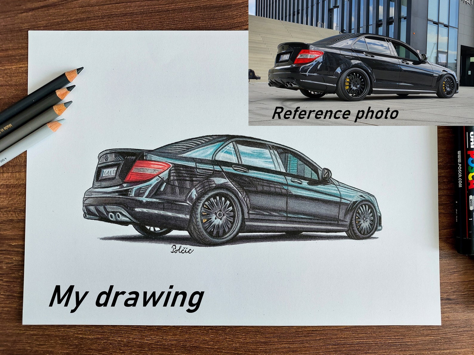 CUSTOM CAR DRAWING Personalized Car Illustration Automotive Wall Art ...