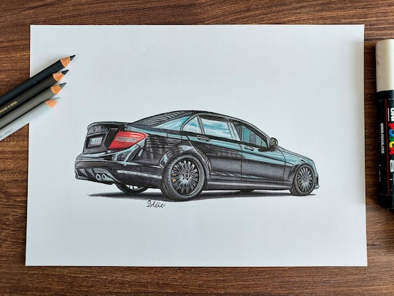 Mercedes-benz C63 W204 AMG Poster Realistic Car Drawing - Etsy