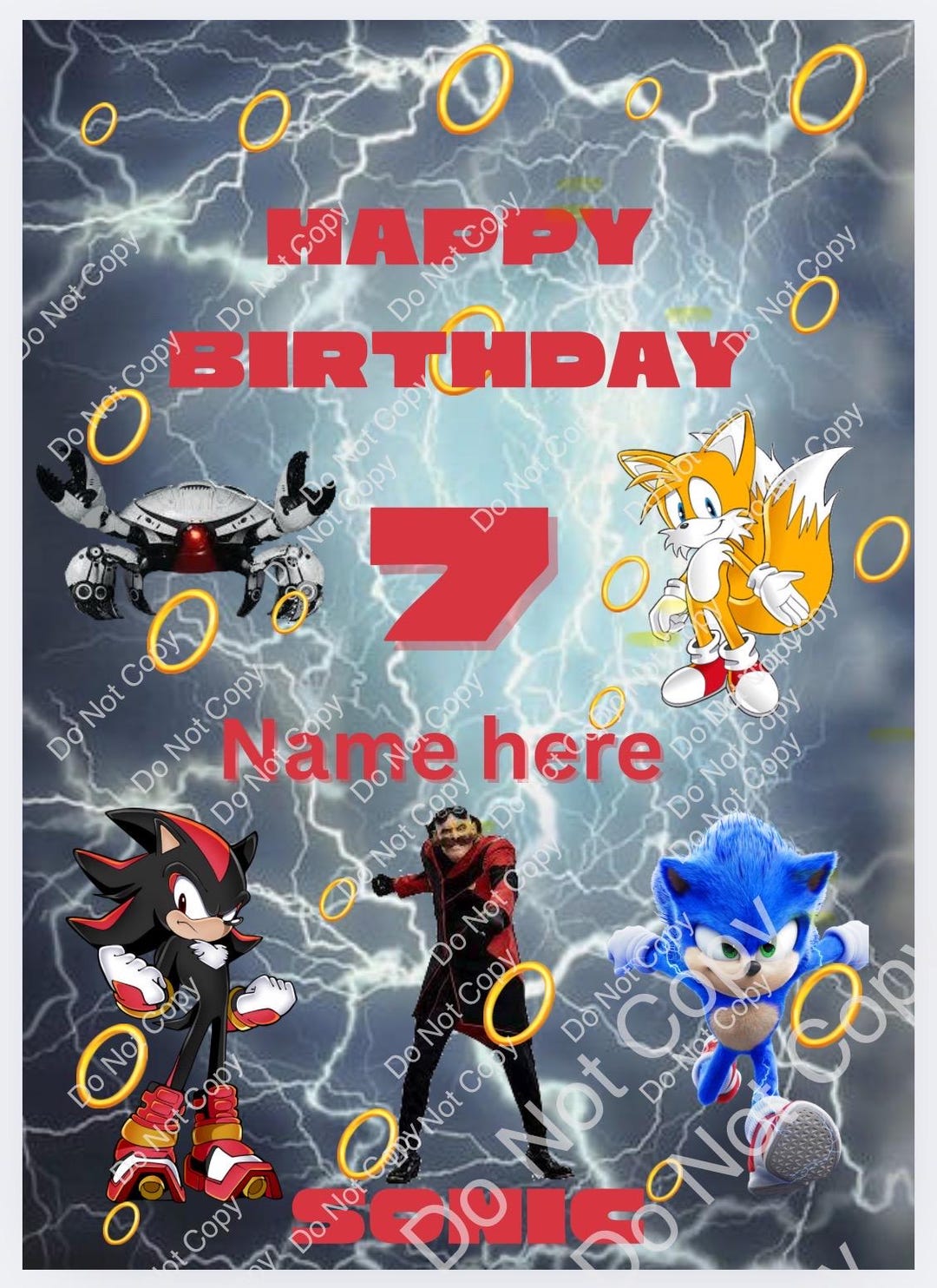 Editable Label/pdf Canva 5x7 Sonic, Shadow, Tails, Sonic the Hedgehog ...
