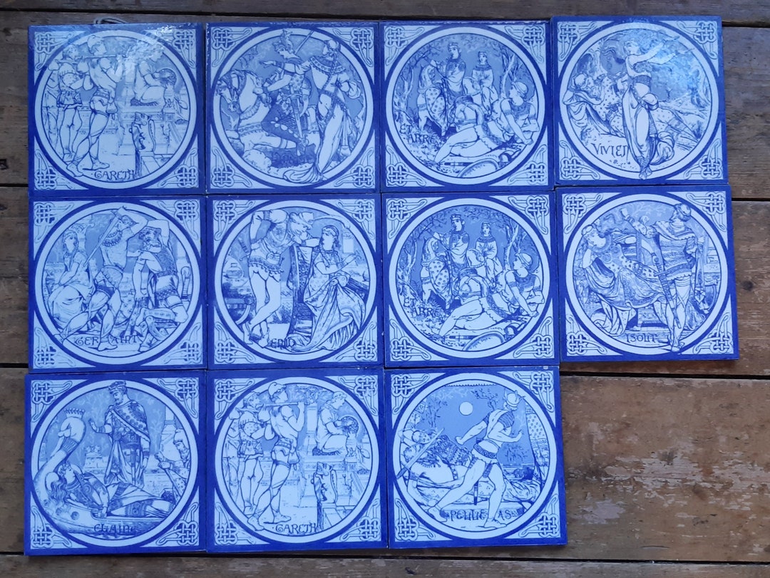 Antique Tiles Set of 11 Tiles Idylls of a King 1874 - Etsy