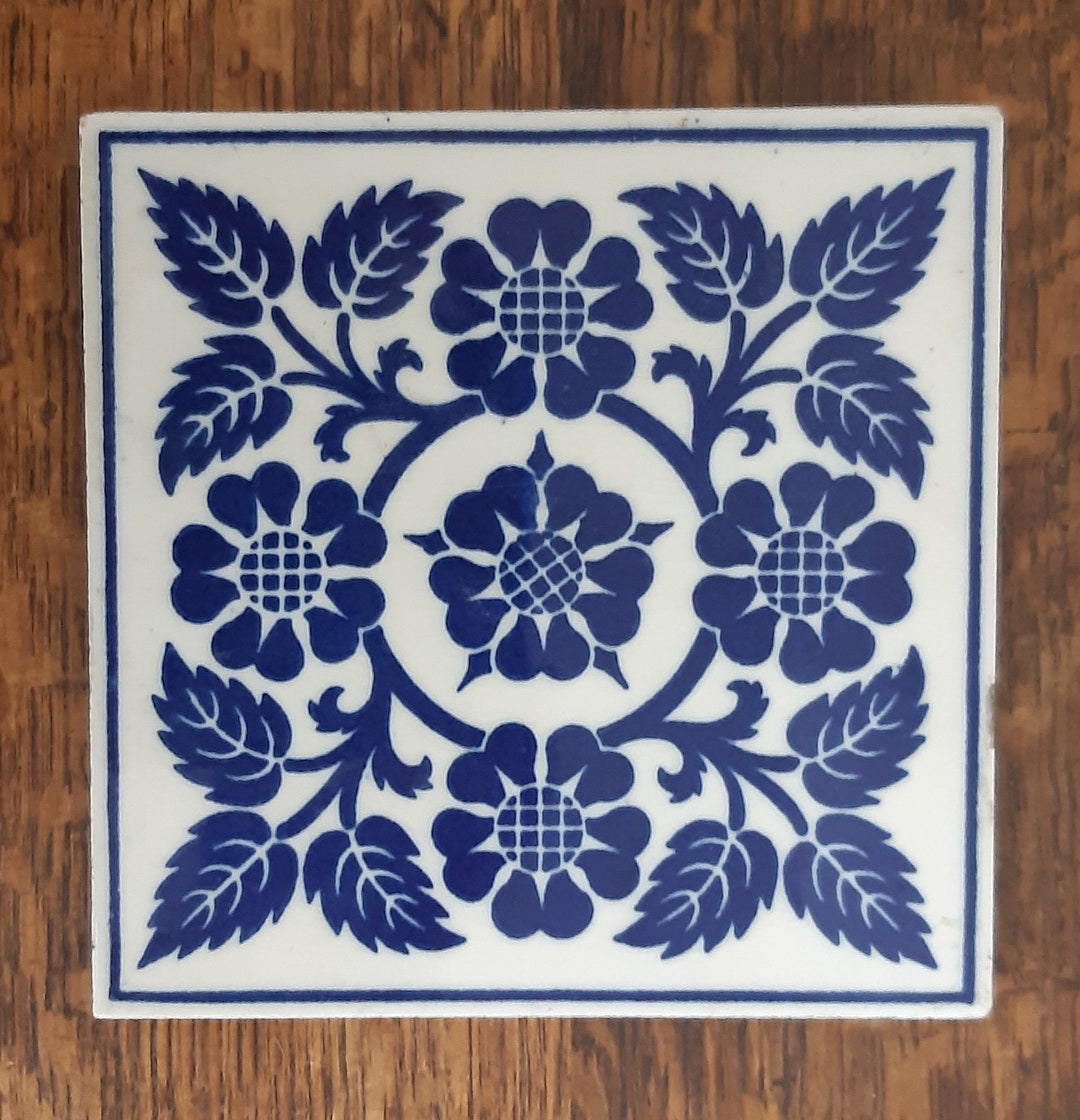 Stylish Victorian Tile Blue and White Block Printed by Minton - Etsy