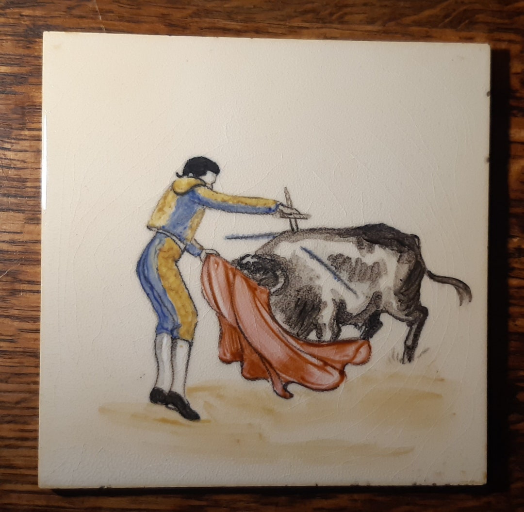 Vintage Tile of Bull Fight or Matador by Dunsmore 1928 - Etsy