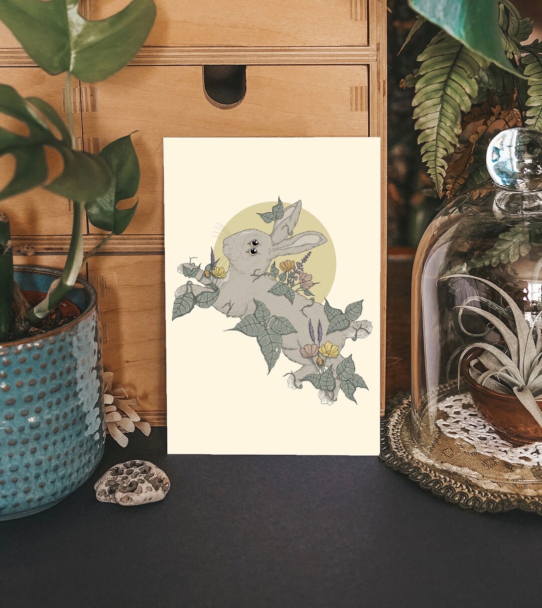 Botanical Jumping Rabbit 5x7 Art Print / Wall Art / Illustration ...