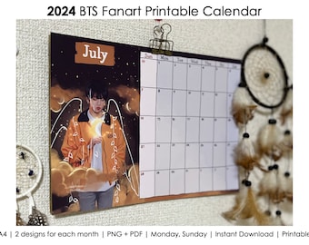 BTS 2024 Calendar With Song Lyrics, Digital Planner Bundle, Monthly ...