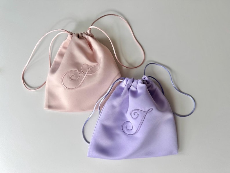 Custom Monogram Satin Dust Bag: Handmade Travel Storage Pouch - Etsy