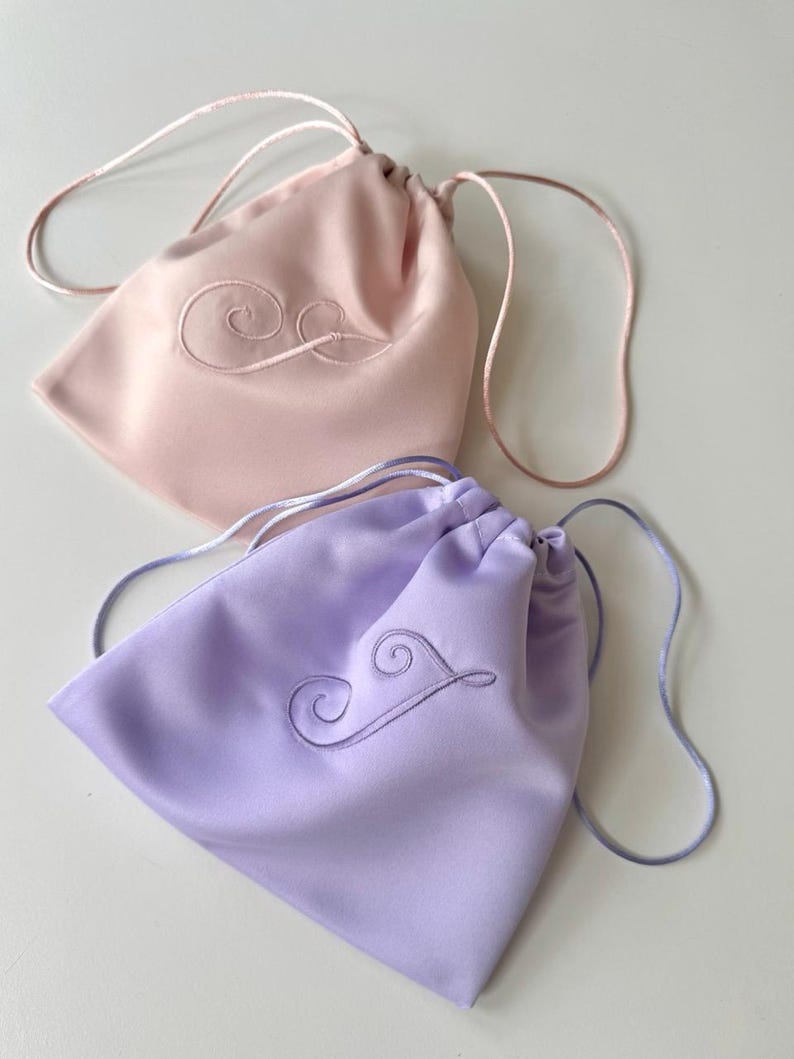 Custom Monogram Satin Dust Bag: Handmade Travel Storage Pouch - Etsy