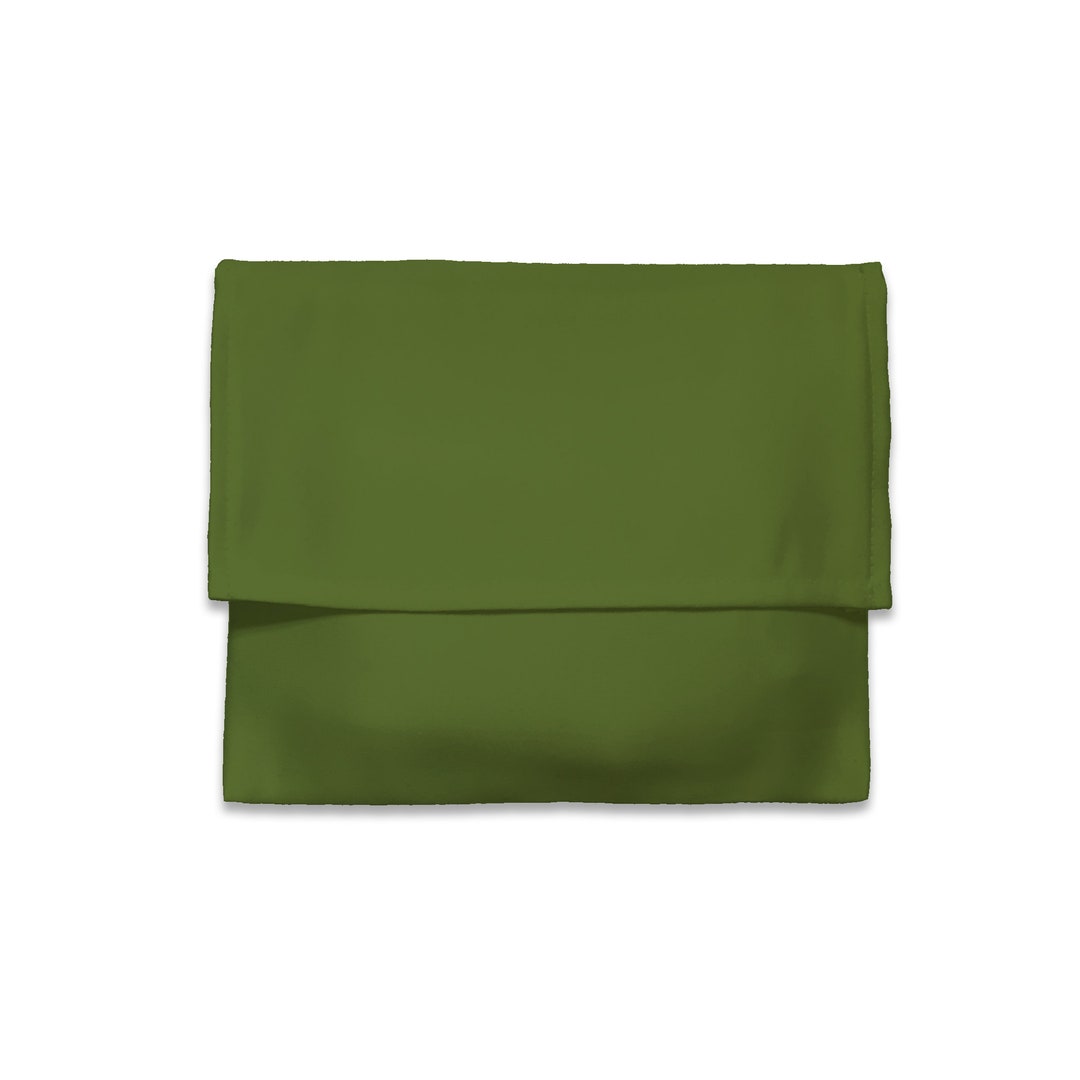 Kaki Green Satin Flap Envelope Bag - Extra Small to Extra Large ...