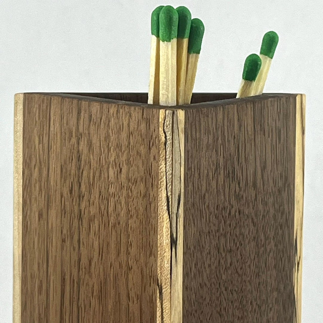 Matchbox Long Match Holder Fireplace Mantel Decor Handmade Wood ...