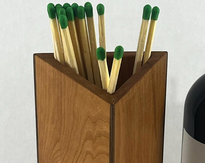 Matchbox Long Match Holder Fireplace Mantel Decor Handmade Wood ...