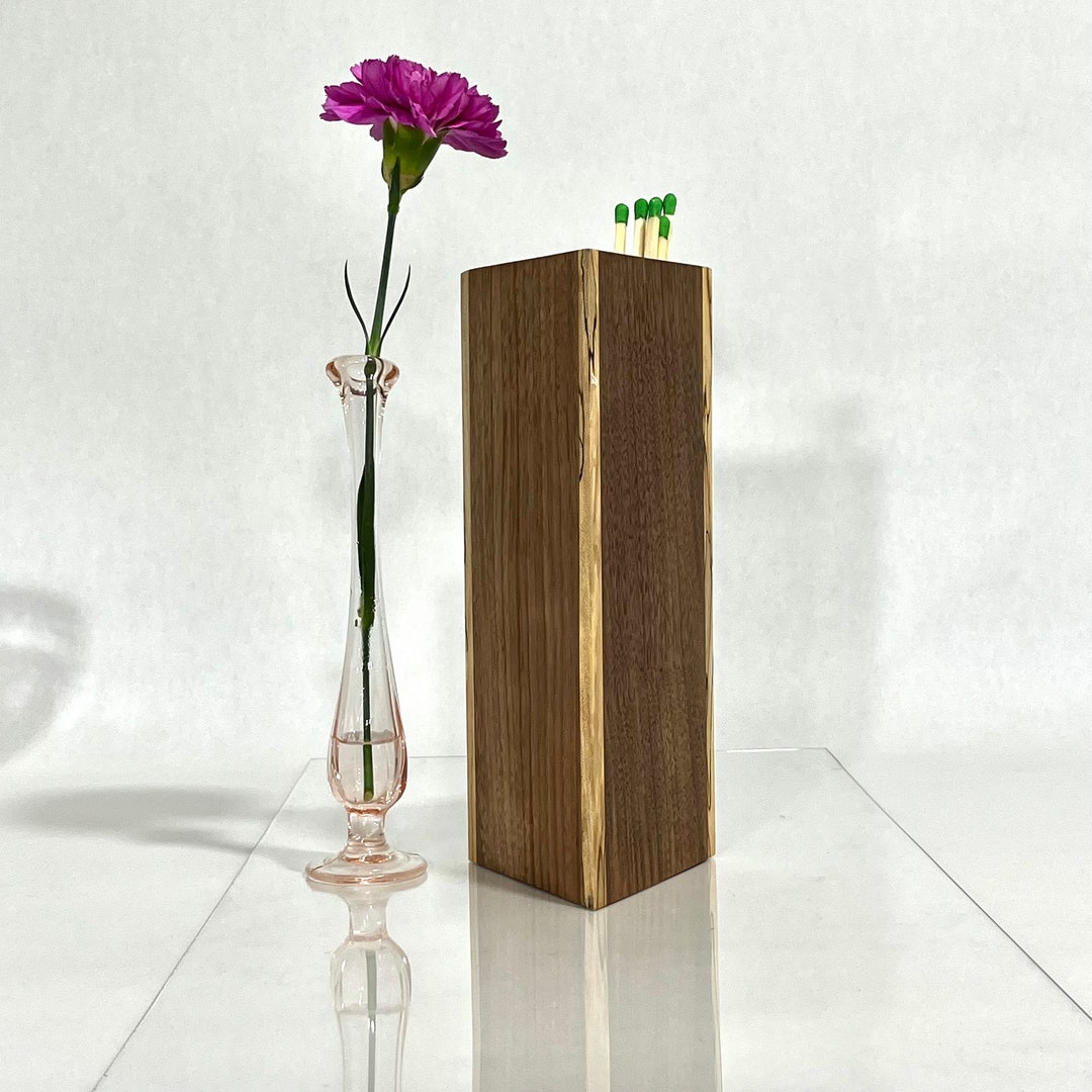 Matchbox Long Match Holder Fireplace Mantel Decor Handmade Wood ...