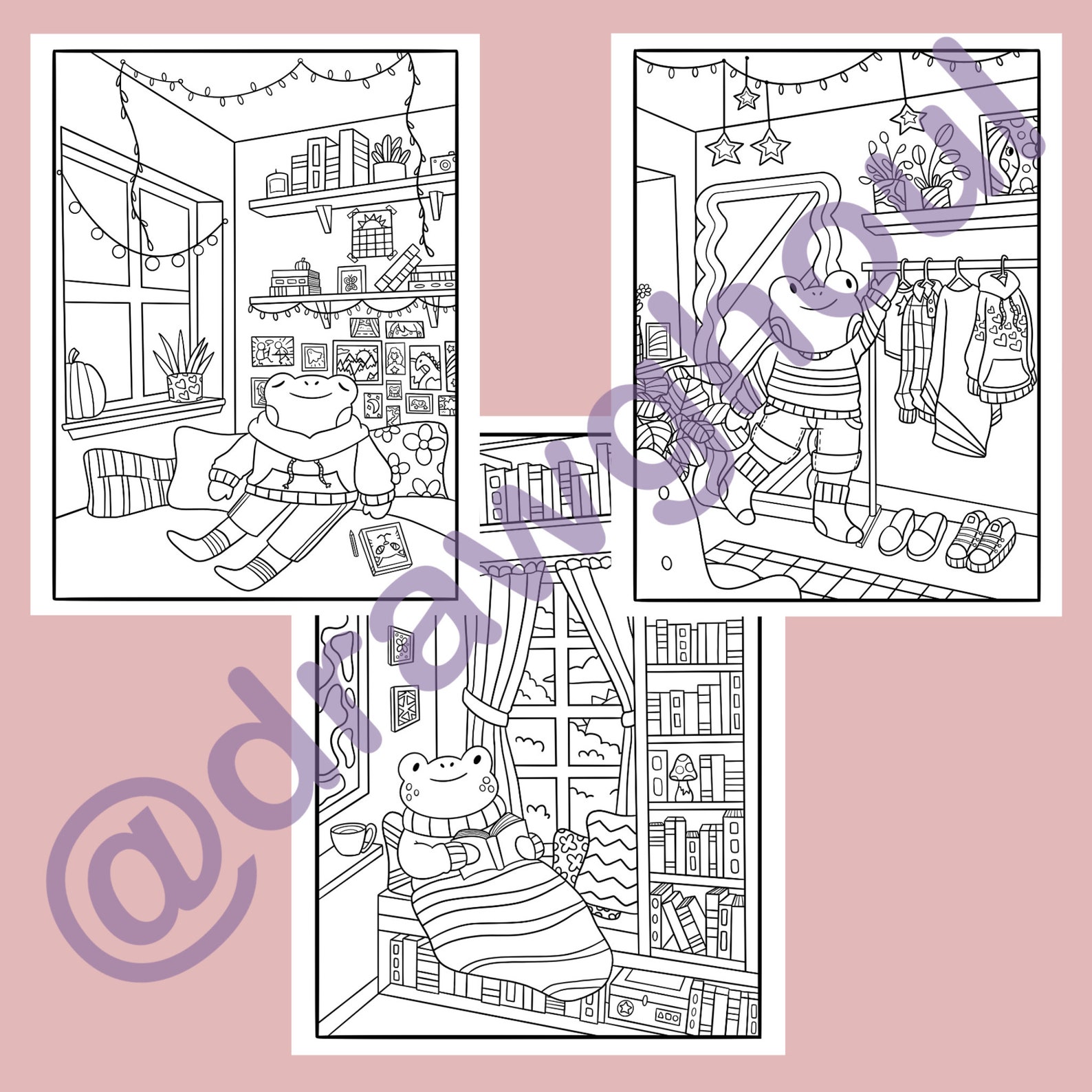 Cozy Frogs Coloring Page Set Frog Coloring Pages Cozy Coloring Pages ...