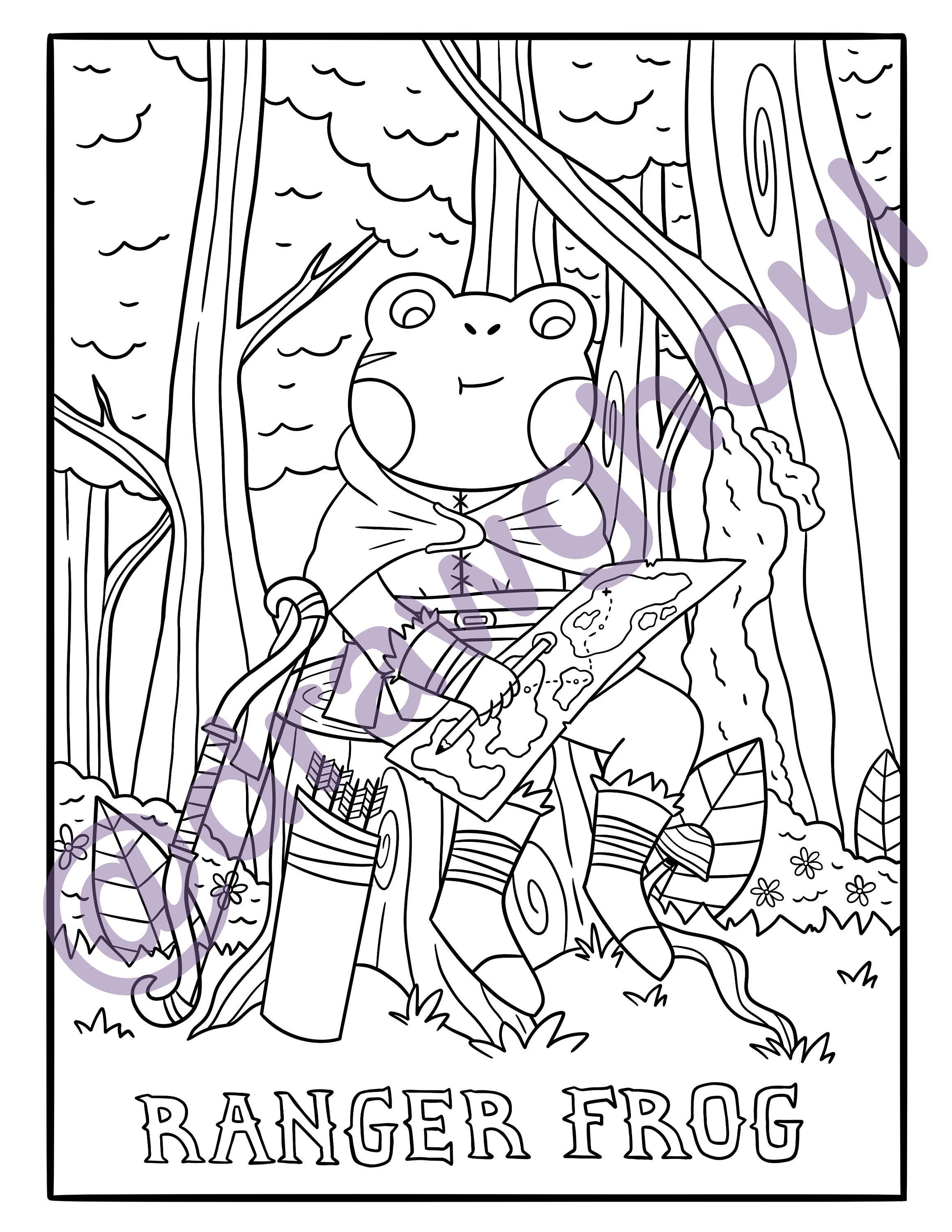 Ranger Frog Coloring Page: D&D Printable (digital Download) - Etsy
