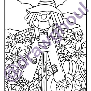 Scarecrow Coloring Page - Autumn Coloring Page - Fall Coloring Page ...