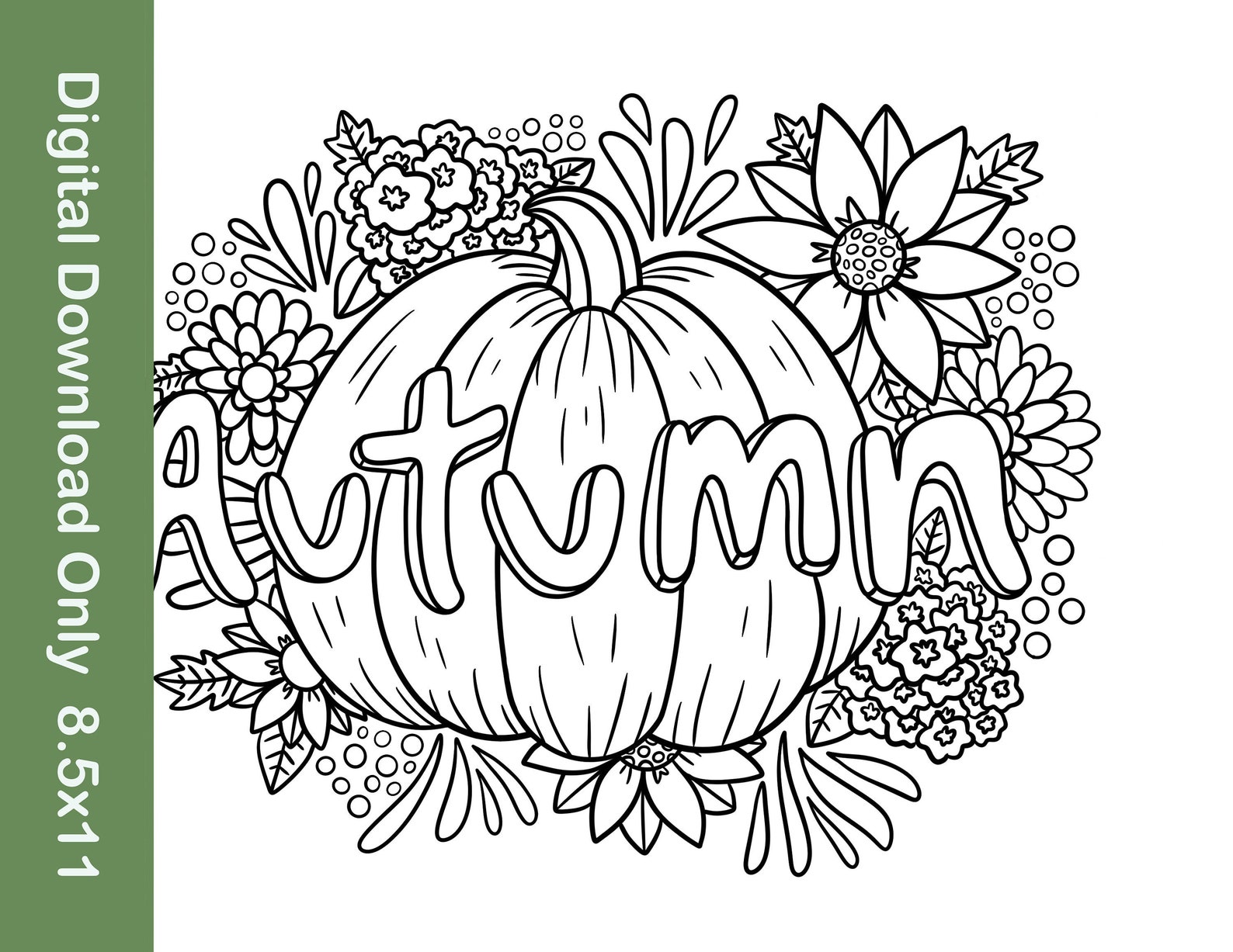 Autumn Coloring Page - Pumpkin Coloring Page - Fall Coloring Page ...