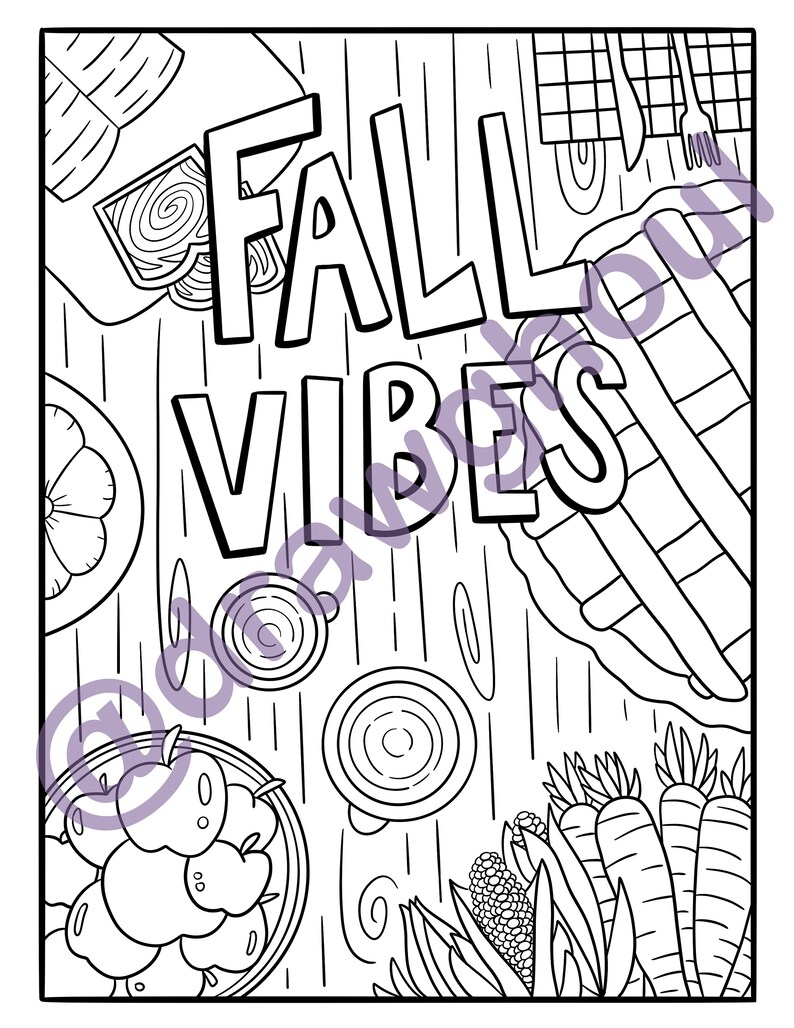 Fall Vibes Coloring Page Autumn Coloring Page Fall - Etsy