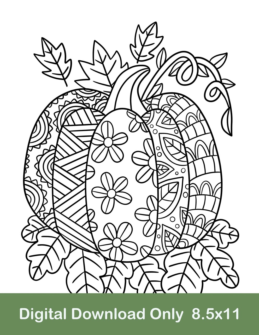 Design Pumpkin Coloring Page - Autumn Coloring Page - Fall Coloring ...