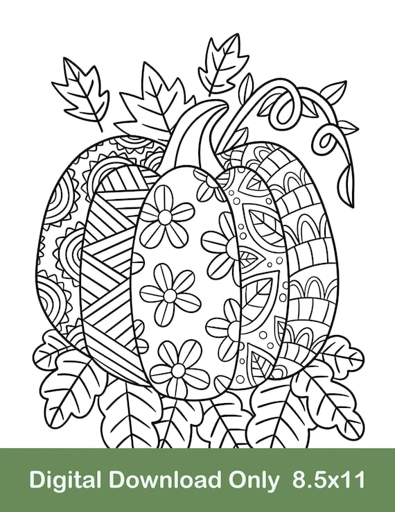 Design Pumpkin Coloring Page Autumn Coloring Page Fall - Etsy