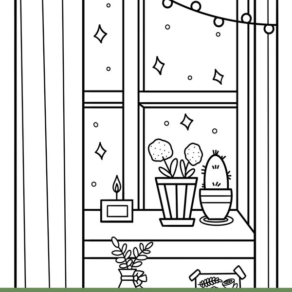 Printable Window Coloring Pages - Etsy