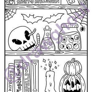 Witches Shelf Coloring Page - Halloween Coloring Page - Fall Coloring ...