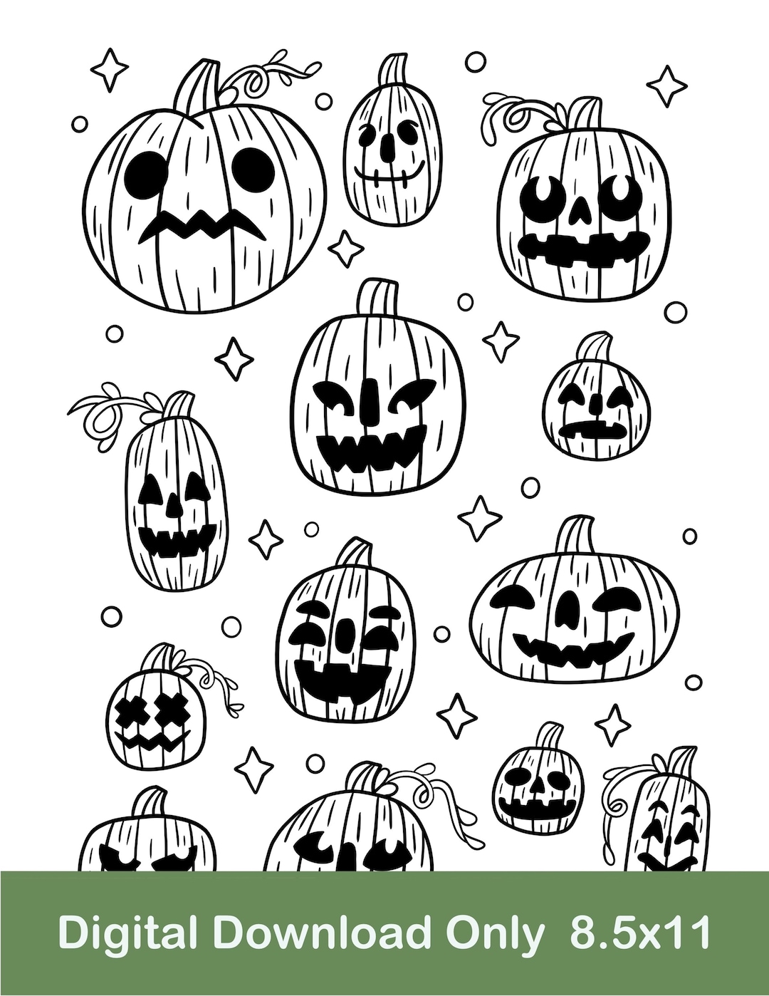 Jack-o'-lantern Coloring Page - Halloween Fall Activity (digital ...