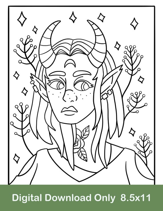 Demon Girl Printable Coloring Page Fashion Coloring Page - Etsy