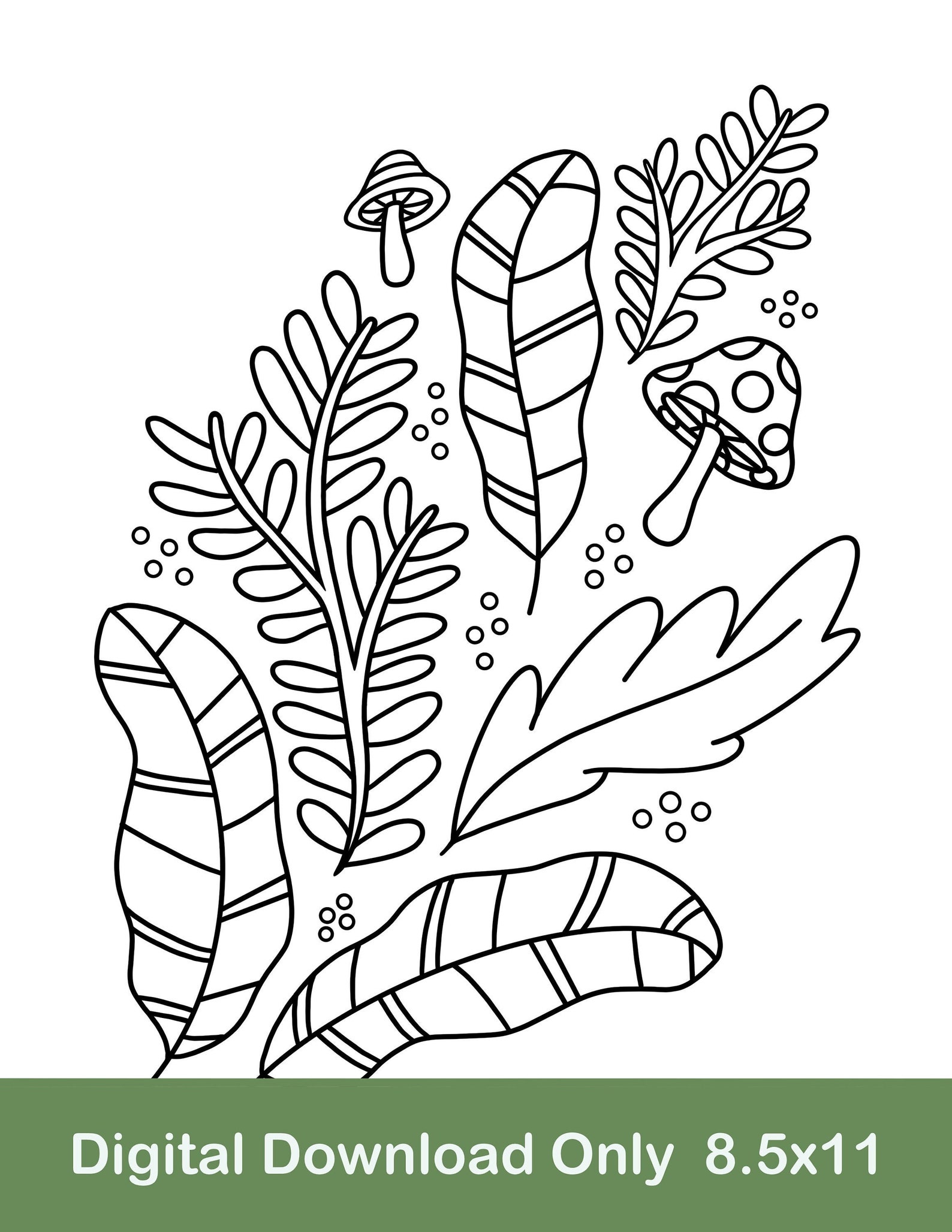 Plant Array Printable Coloring Page Mushroom Coloring Page Plant ...