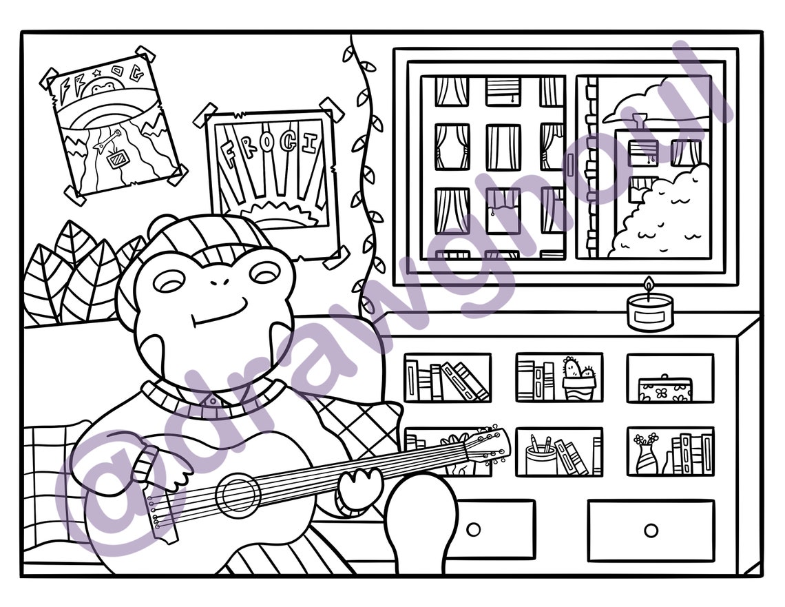 Cozy Frogs 3 Coloring Page Set Frog Coloring Pages Cozy - Etsy