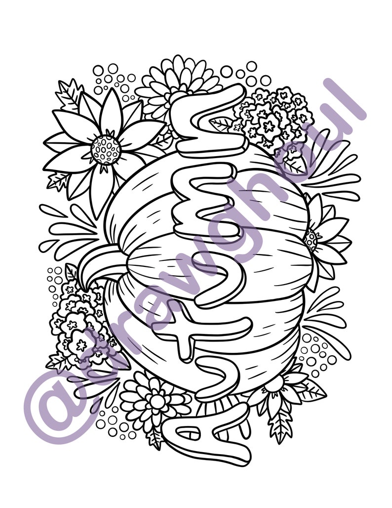 Autumn Coloring Page - Pumpkin Coloring Page - Fall Coloring Page ...