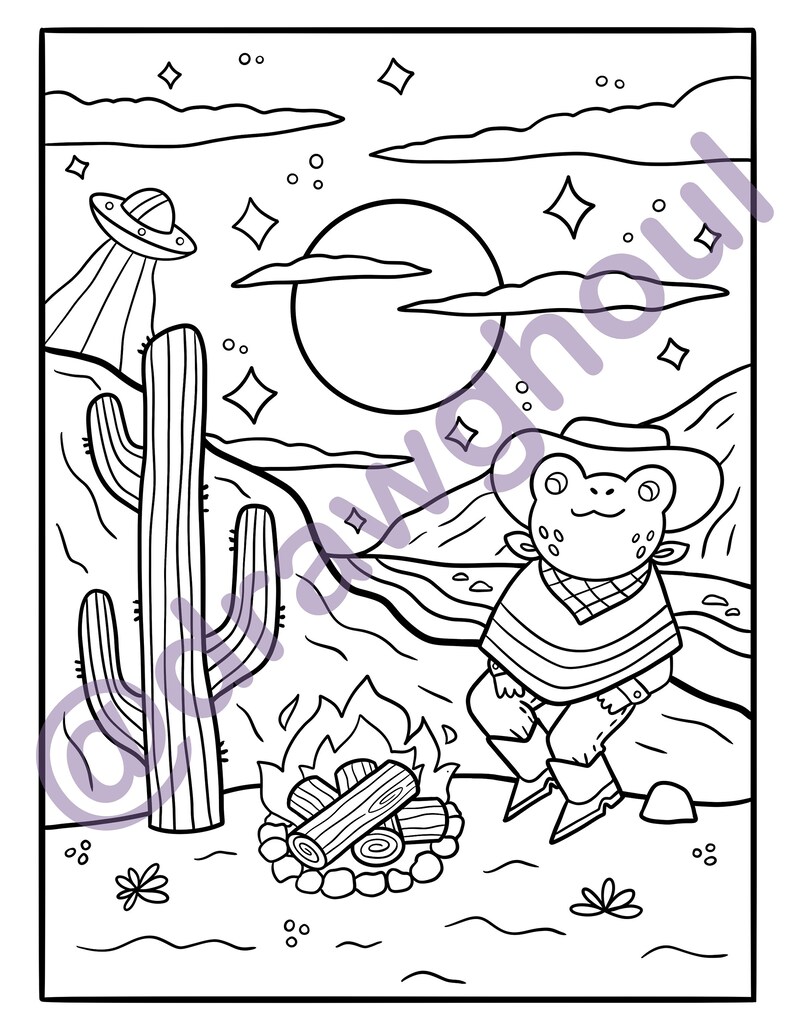 Desert Frog Coloring Page Cozy Adventure Coloring Page Frog Coloring ...