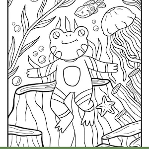 Ocean Frog Coloring Page - Cozy Adventure Coloring Page - Frog Coloring ...
