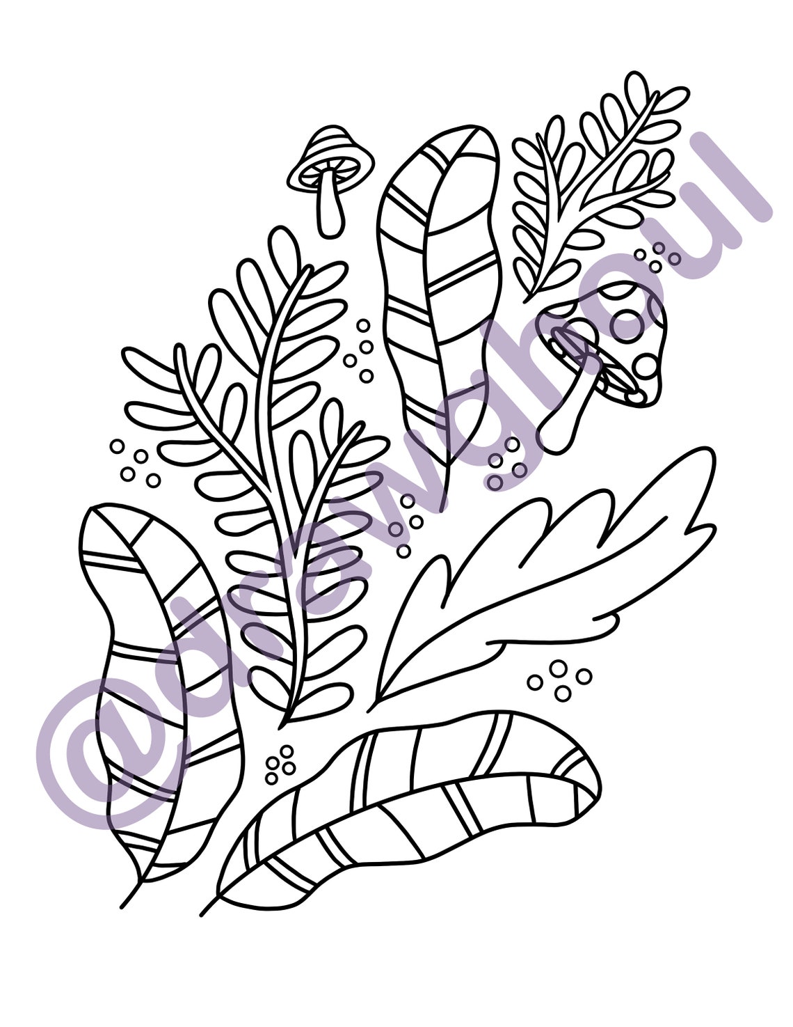Plant Array Printable Coloring Page Mushroom Coloring Page Plant ...