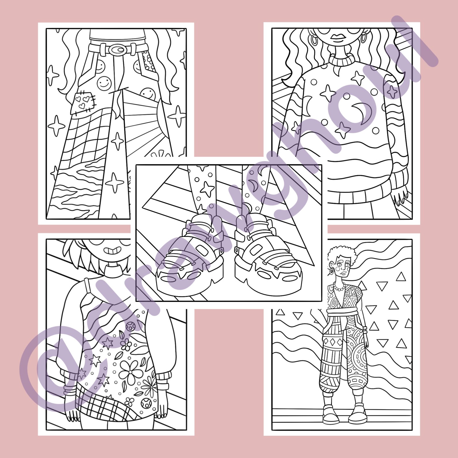 Clothing Set Printable Coloring Page Clothing Coloring Page - Etsy