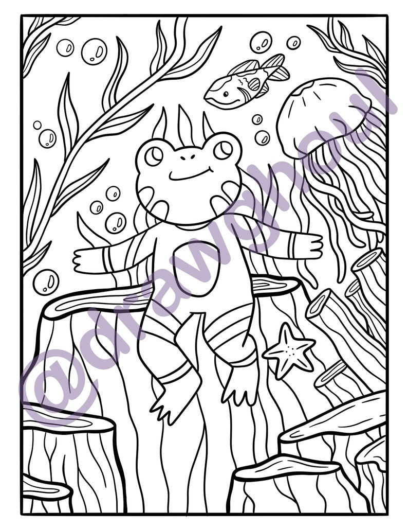 Cozy Adventure Frogs Coloring Page Set Frog Coloring Pages Cozy ...