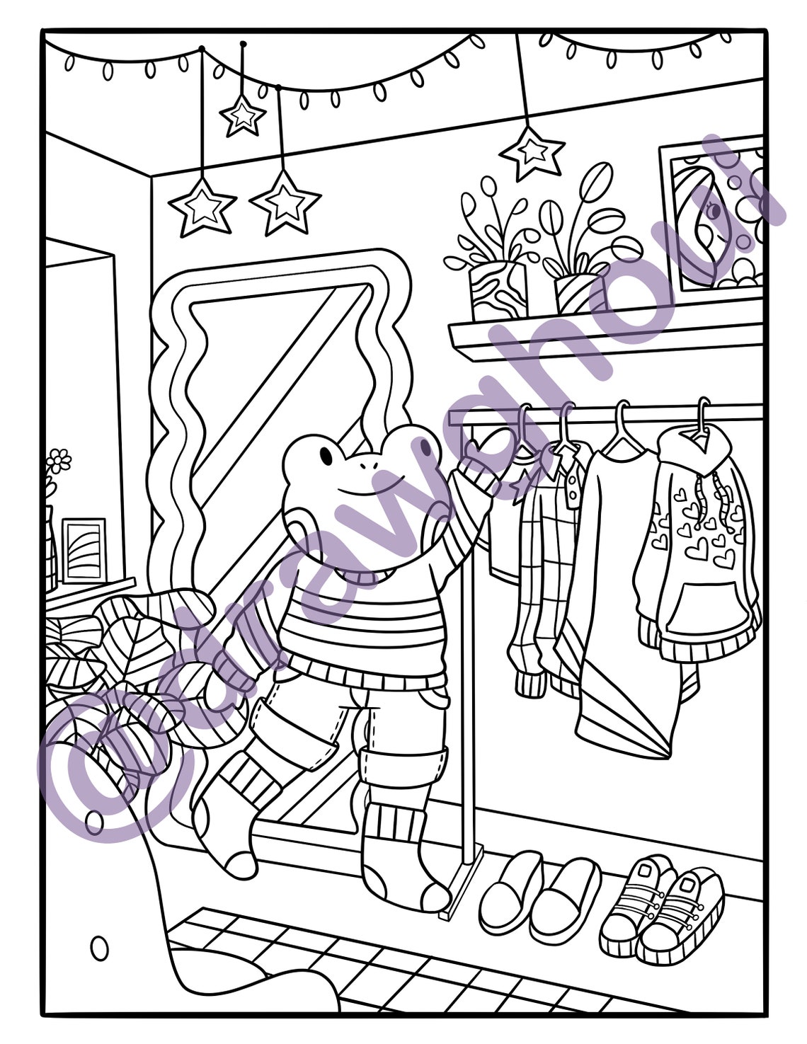 Cozy Frogs Coloring Page Set Frog Coloring Pages Cozy - Etsy