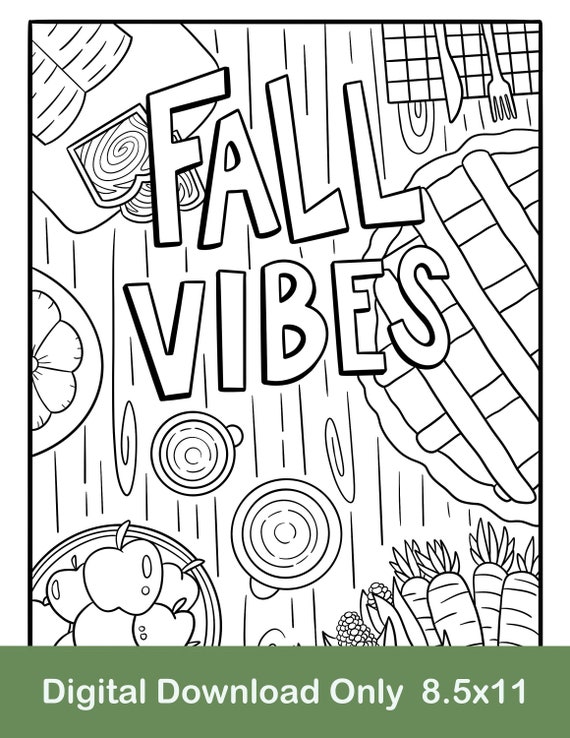 Fall Vibes Coloring Page Autumn Coloring Page Fall - Etsy