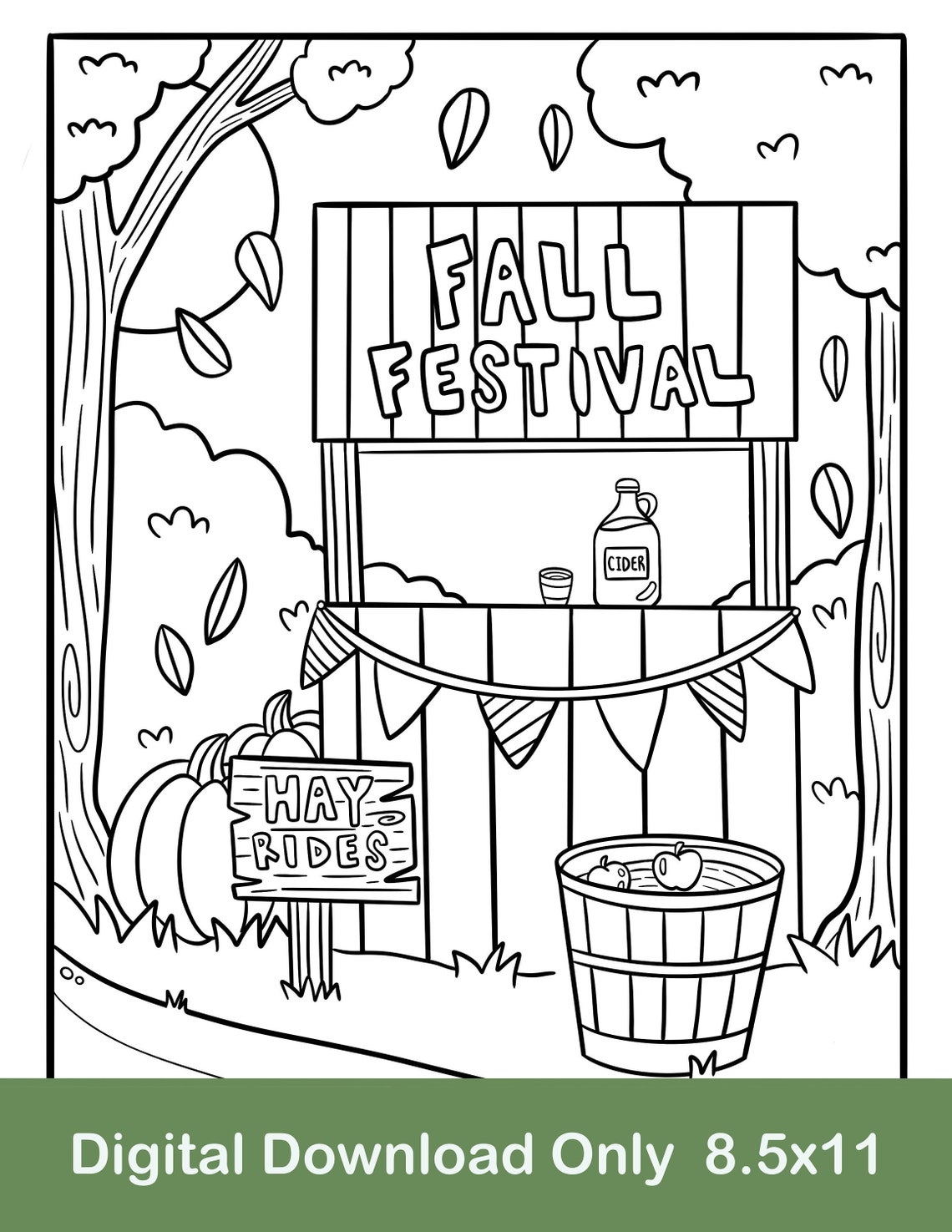 Fall Festival Coloring Page Autumn Coloring Page Pumpkin - Etsy