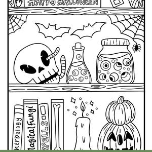 Witches Shelf Coloring Page - Halloween Coloring Page - Fall Coloring ...