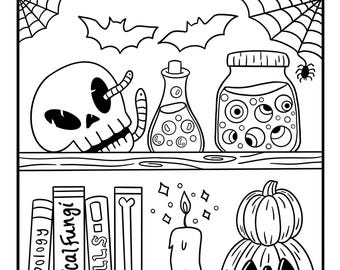 Graveyard Coloring Page Halloween Coloring Page Fall Coloring Page ...