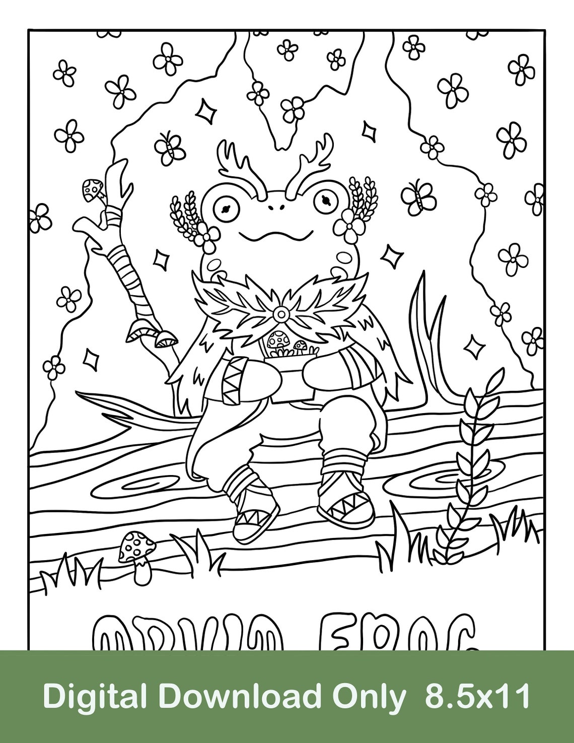 Druid Frog Coloring Page: DND Printable (digital Download) - Etsy