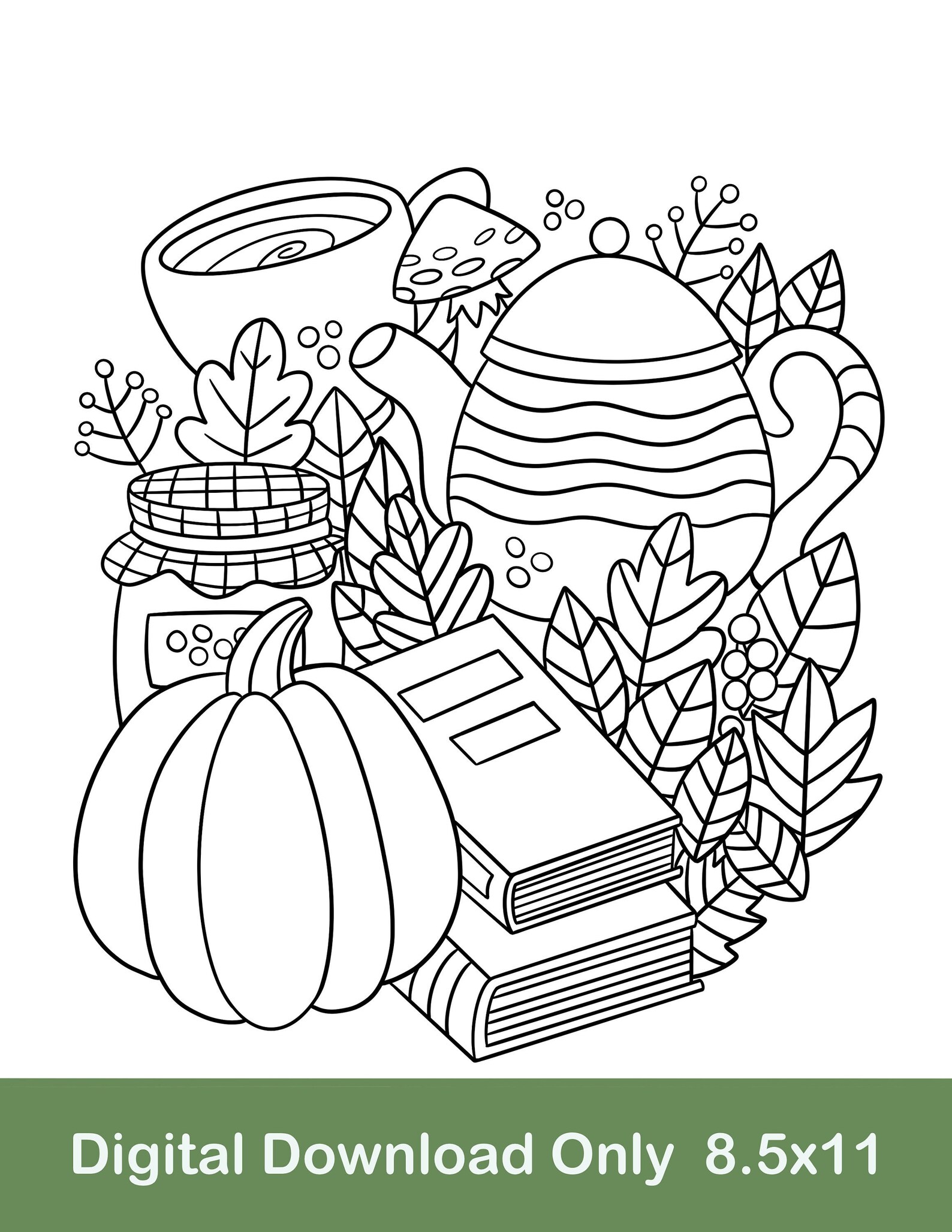 Fall Comforts Coloring Page Autumn Coloring Page Fall Coloring Page ...