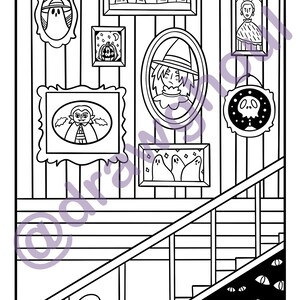 Spooky Stairs Coloring Page - Halloween Coloring Page - Fall Coloring ...
