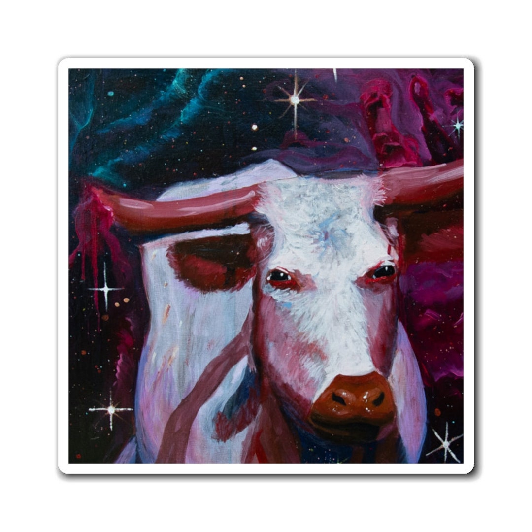 Space Cow Galaxy Bull Original Art Magnet - Etsy