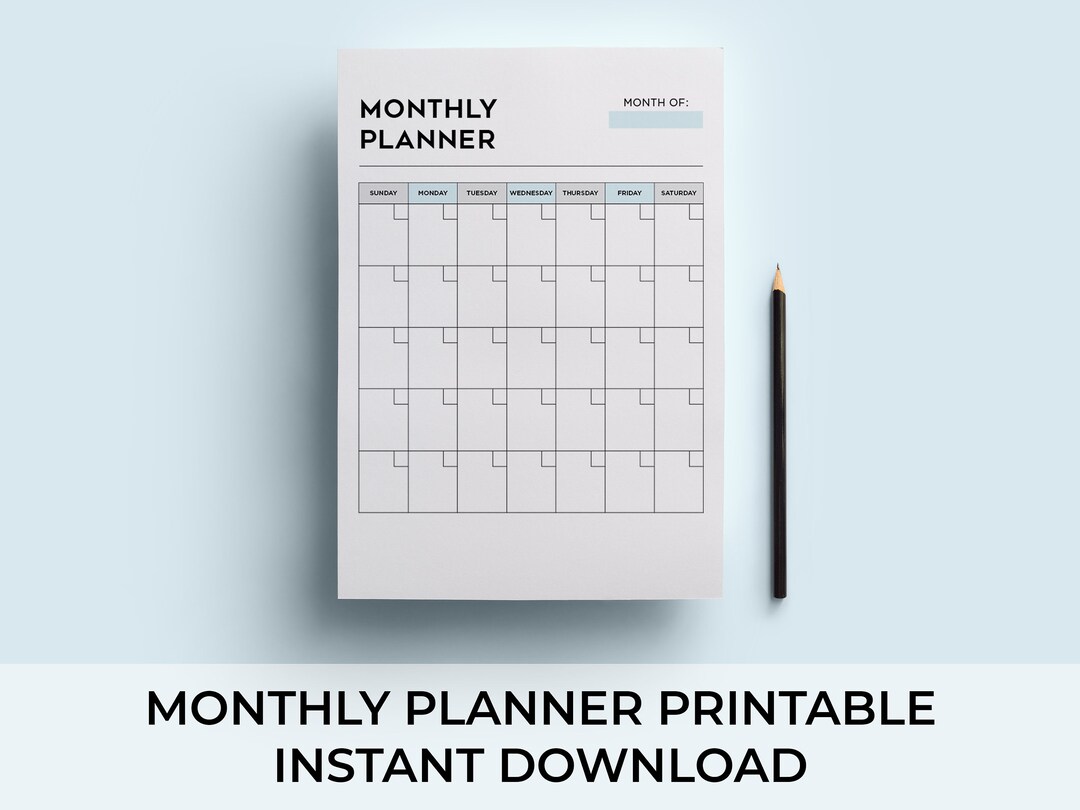 Minimalist Monthly Planner Printable - Instant Download, Letter Size ...