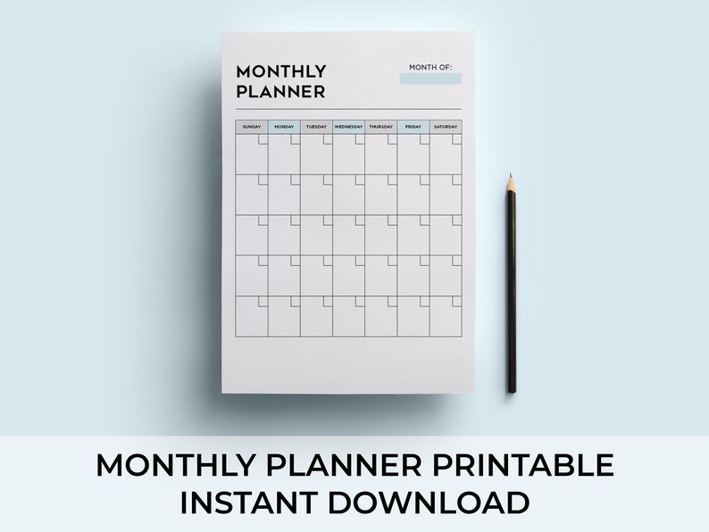 Minimalist Monthly Planner Printable Instant Download - Etsy